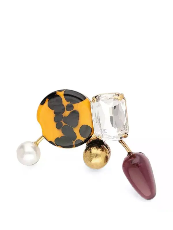Dries Van Noten Hand-painted Tortoiseshell Motif Ring - Gold