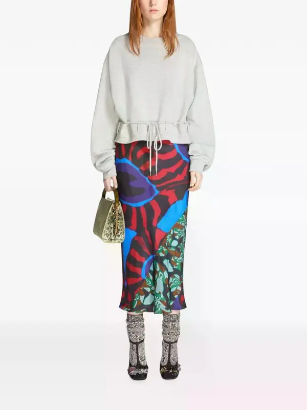 Dries Van Noten Cropped Mélange Cotton Jersey Sweatshirt - Grey