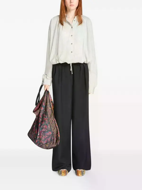 Dries Van Noten Belted Pleated Wide-leg Trousers - Black