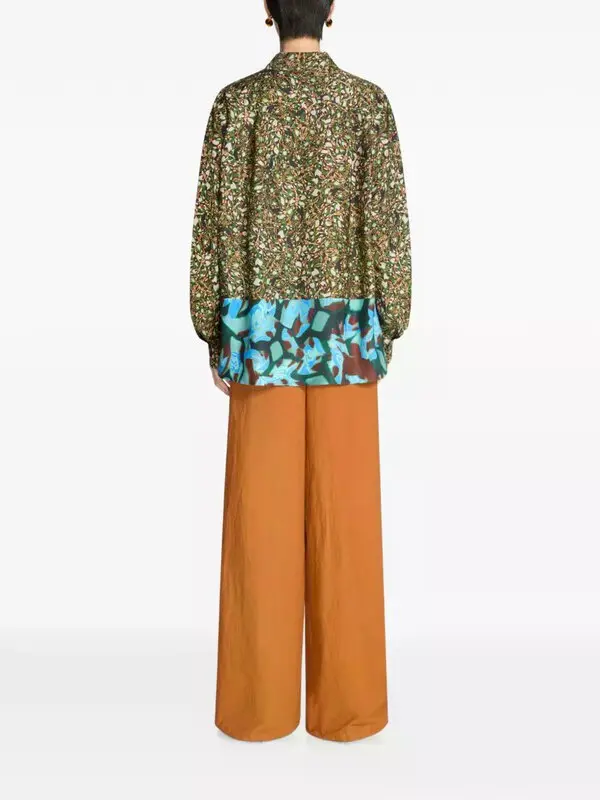 Dries Van Noten Loose Viscose Shirt With Marbled Clay Print
