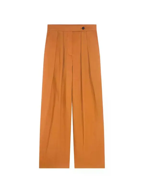 Dries Van Noten Wide Leg Pleated Cotton Trousers