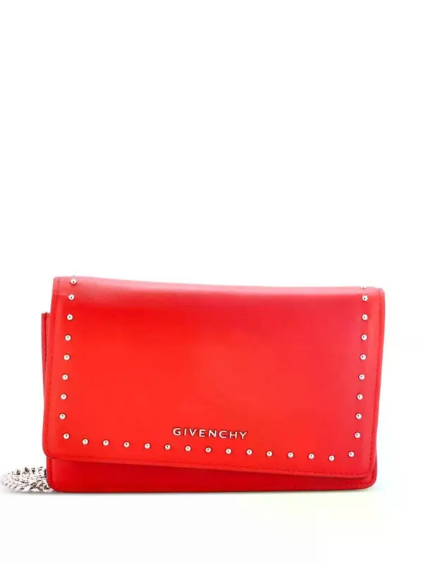 Givenchy Pandora Chain Wallet Studded Leather Crossbody Bag - Red