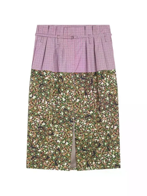 Dries Van Noten Belted Contrast Print Knee-length Skirt