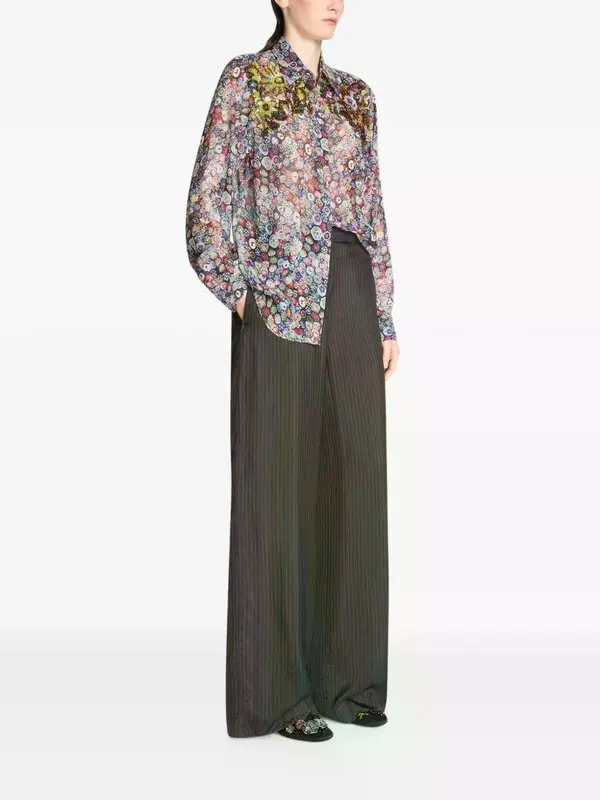 Dries Van Noten Embroidered Viscose Shirt - Blue
