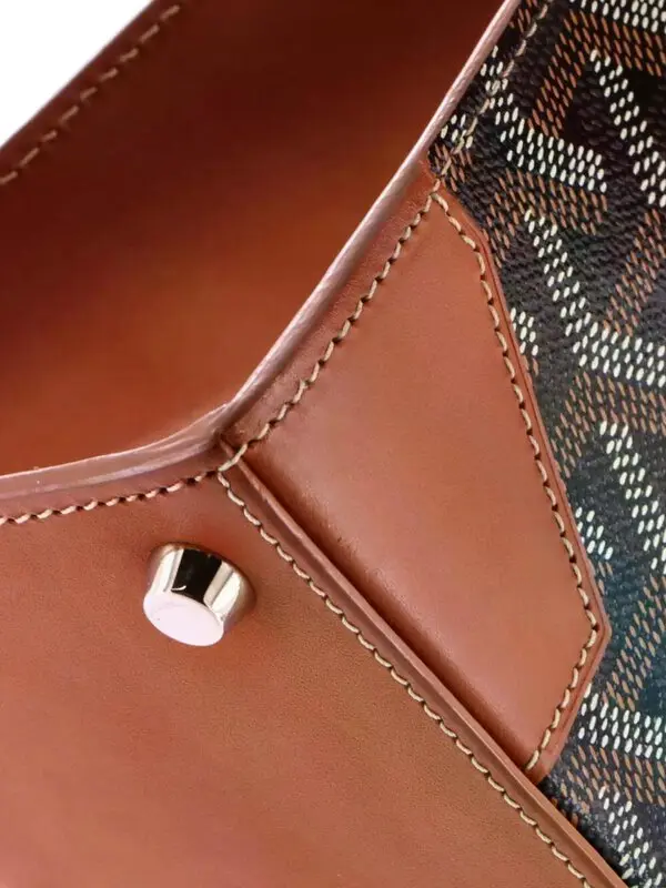 Goyard Structured Saigon Top Handle Bag Coated Canvas With Leather Mini Satchel - Brown