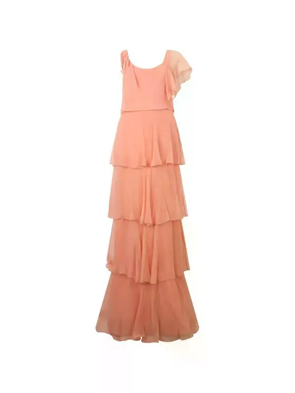 Alberta Ferretti Ruffled Silk Maxi Dress - Pink