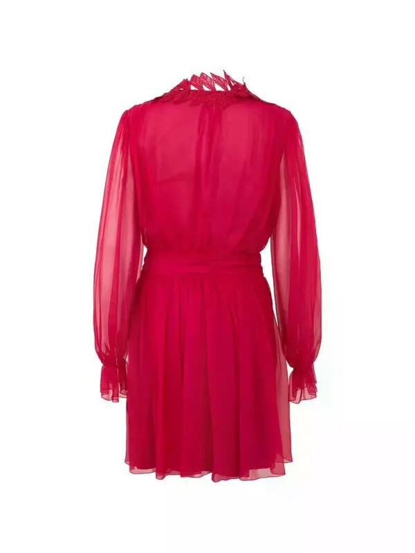 Alberta Ferretti Long Sleeve Leaf Motif Mini Dress
