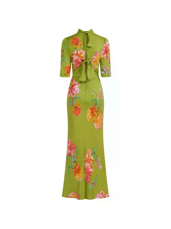 Saloni Maxi Adele-b Floral Print Dress