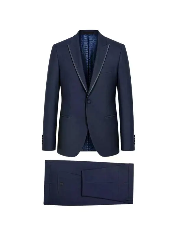 RAMON SANJURJO Satin-trim Peaked-lapel Dinner Suit - Blue