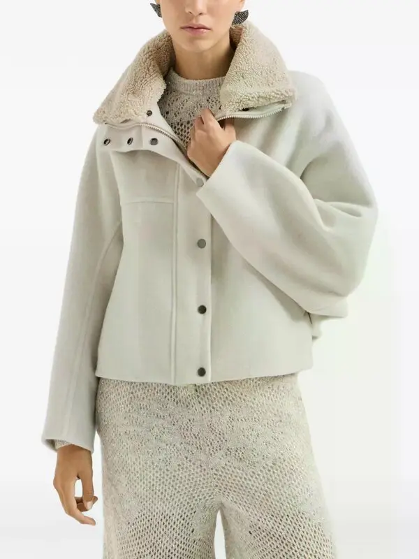 Brunello Cucinelli Hand-crafted Virgin Wool And Cashmere Double Cloth Jacket With Detachable Shearling Insert