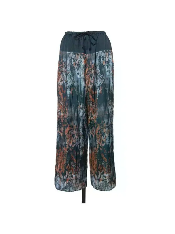 MULLER OF YOSHIOKUBO Damask Pattern Drawstring Wide Leg Pants - Blue