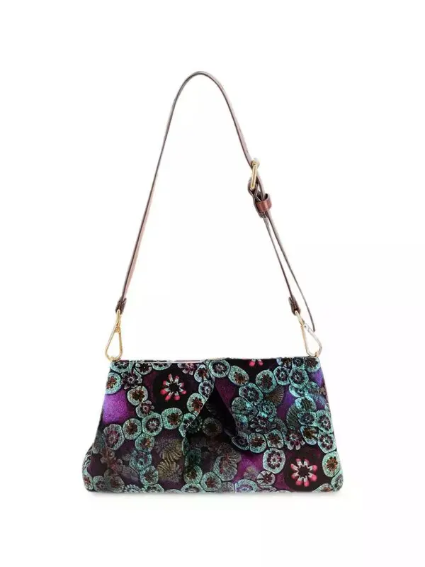 Dries Van Noten Pleated Velvet Clutch Bag