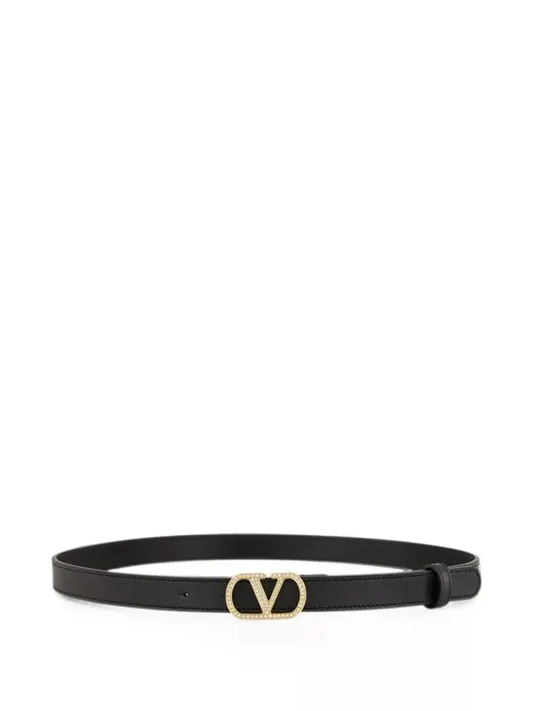 Valentino Garavani Vlogo Signature Crystal-embellished Belt - Black