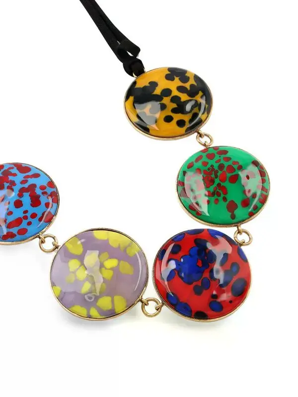 Dries Van Noten Hand-painted Enamel And Brass Necklace