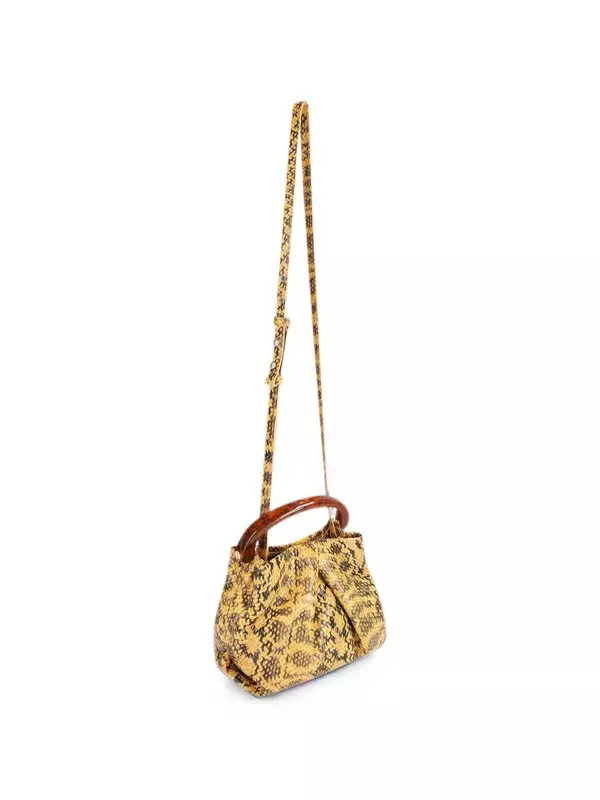 Dries Van Noten Small Pleated Snakeskin-printed Leather Bag With Resin Handle