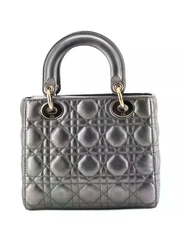 Dior Lady Bag Metallic Cannage Quilt Leather Shoulder Bag - Silver