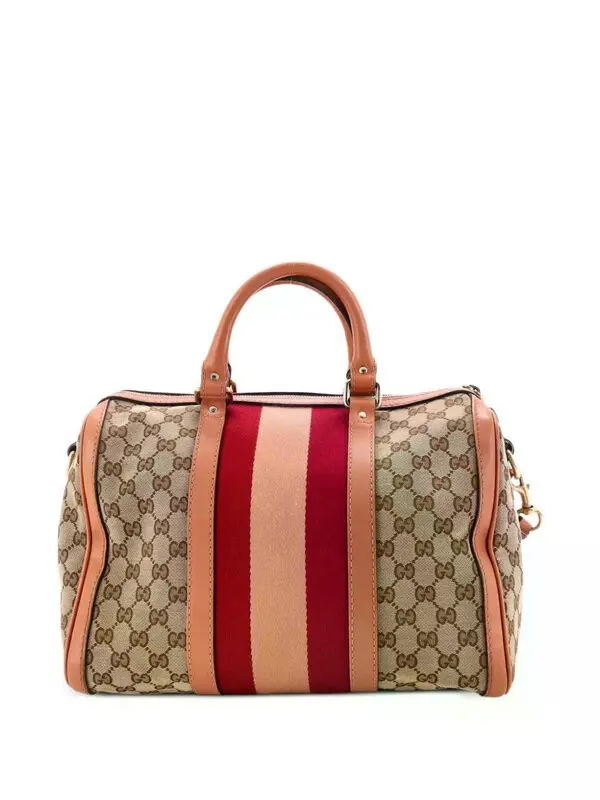 Gucci Vintage Web Boston Bag Gg Canvas Medium Satchel