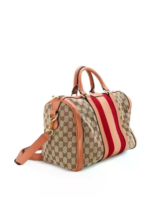 Gucci Vintage Web Boston Bag Gg Canvas Medium Satchel