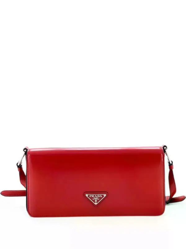 Prada Spazzolato Leather Shoulder Bag - Red