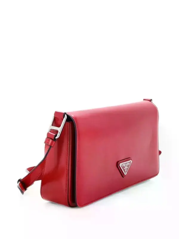 Prada Spazzolato Leather Shoulder Bag - Red