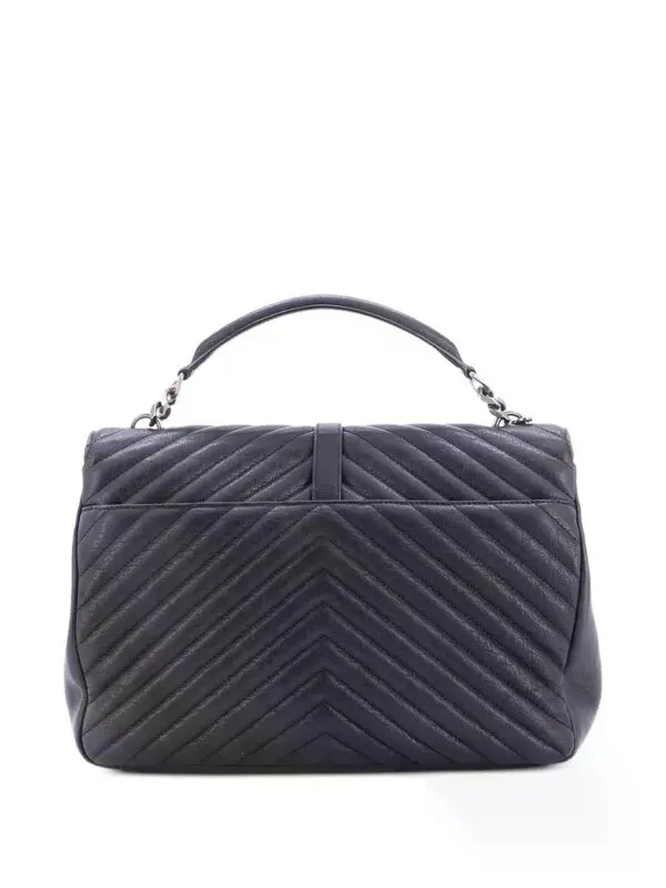 Saint Laurent Matelassé Chevron Leather College Bag - Black
