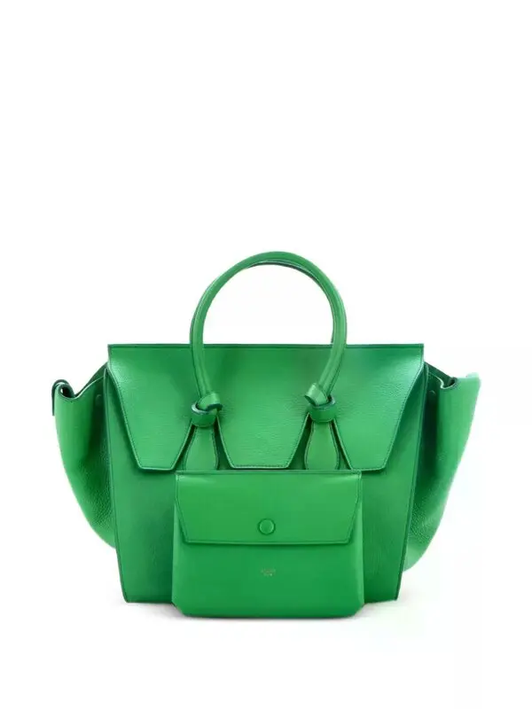 Celine Tie Knot Small Grainy Leather Tote Bag - Green
