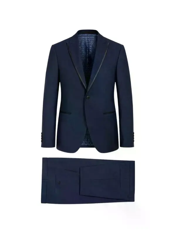 RAMON SANJURJO Satin-trim Single-breasted Suit - Blue