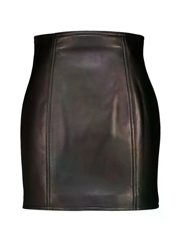 Balmain High-waist Lambskin Mini Skirt - Black