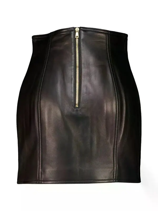 Balmain High-waist Lambskin Mini Skirt