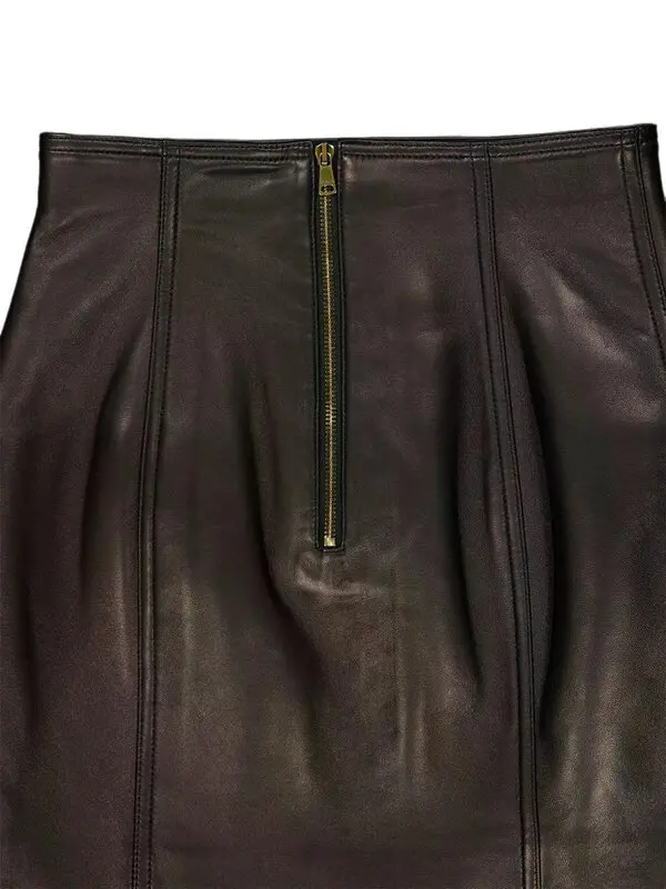 Balmain High-waist Lambskin Mini Skirt