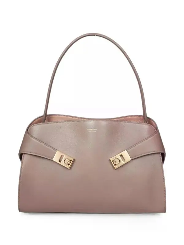 FERRAGAMO Hug Gancini Shoulder Bag - Neutrals