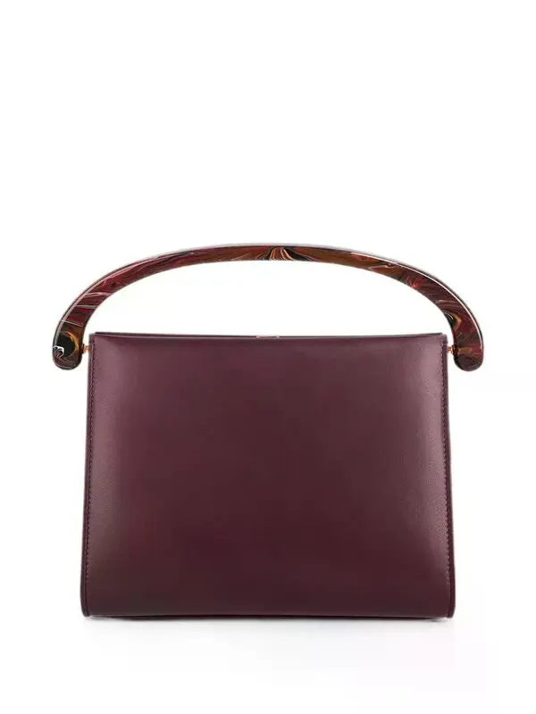 Dries Van Noten Medium Leather Bag With Resin Top Handle - Red