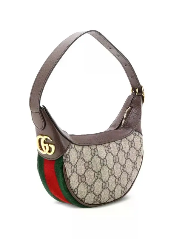 Gucci Ophidia Half Moon Bag Gg Coated Canvas Mini Hobo Bag - Brown