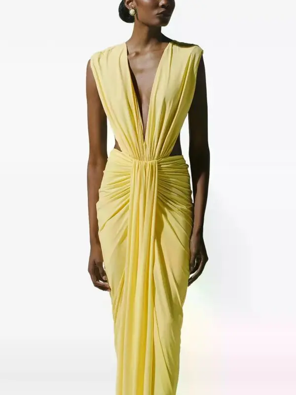 BAOBAB Pia Maxi Ruched Cutout Dress