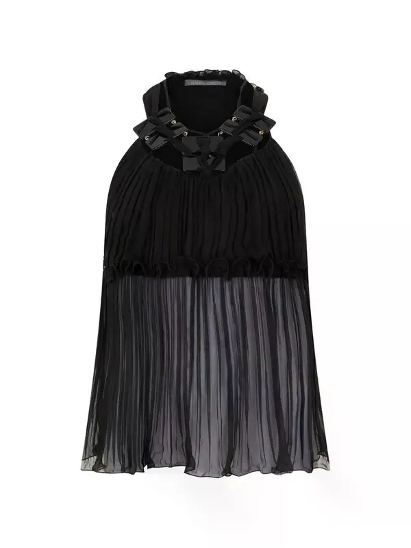 Alberta Ferretti Ruffled Pleated Halter Neck Top - Black