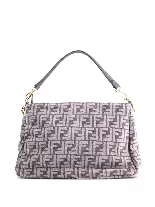 Fendi O'lock Zip Shoulder Bag Zucca Chenille Hobo Bag - Grey
