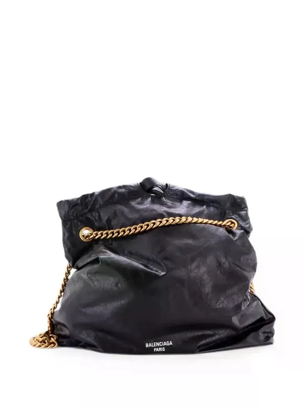 Balenciaga Crush Chain Leather Medium Tote Bag - Black