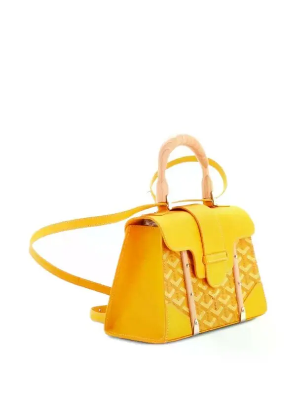 Goyard Structured Saigon Top Handle Bag Coated Canvas With Leather Mini Satchel - Yellow