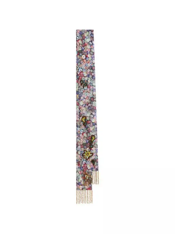 Dries Van Noten Embroidered Viscose Scarf - Blue
