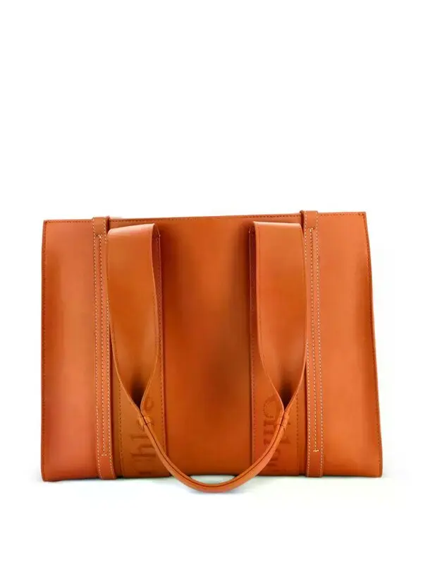 Chloé Woody Leather Medium Tote Bag - Brown