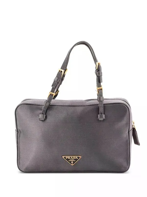 Prada Satin Satchel Top Handle Bag - Grey