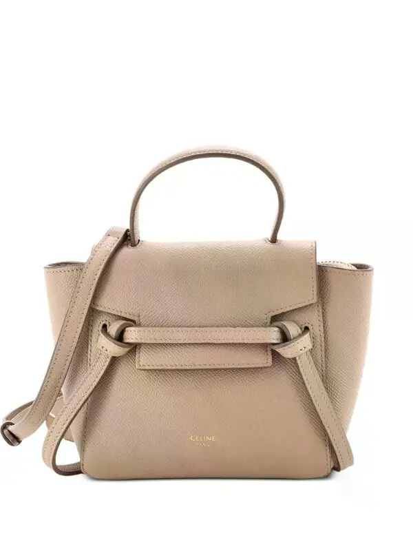 Celine Belt Bag Textured Leather Pico Shoulder Bag - Neutrals
