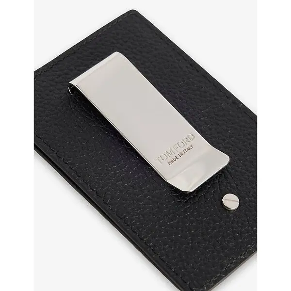 TOM FORD Logo Clip Leather Card Holder - Black