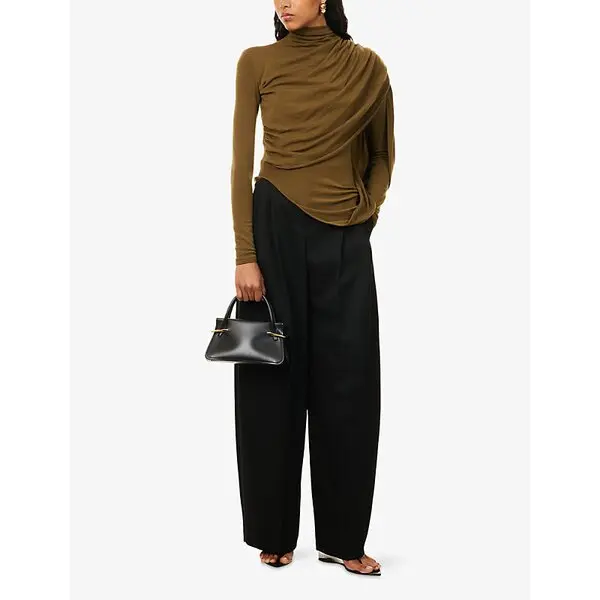 MUGLER Pleated Wide-leg Wool Trousers