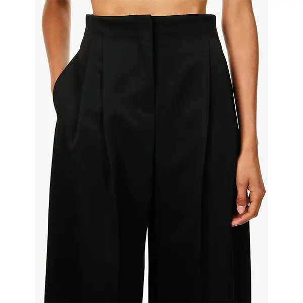 MUGLER Pleated Wide-leg Wool Trousers