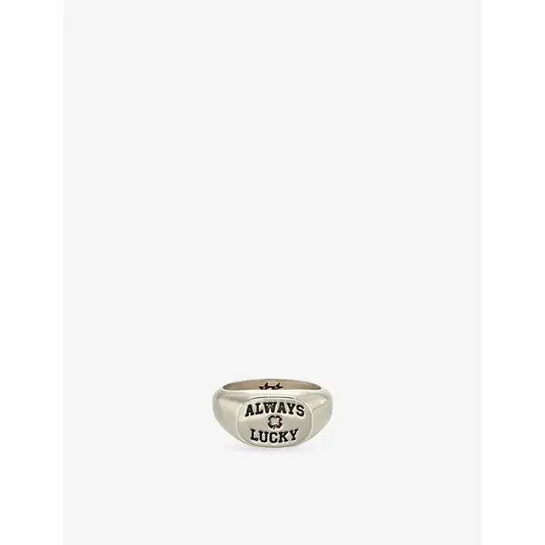 TWOJEYS Always Lucky Sterling- Plated Brass Signet Ring - Silver