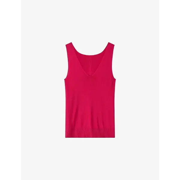JOSEPH Silk Knit V-neck Vest Top - Fuchsia