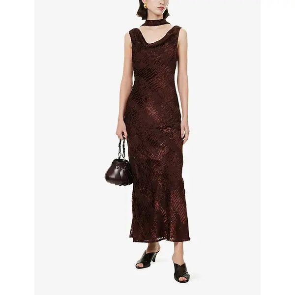 PRETTY LAVISH Ainsley Cowl-neck Woven Maxi Dress