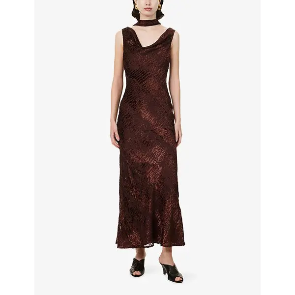 PRETTY LAVISH Ainsley Cowl-neck Woven Maxi Dress