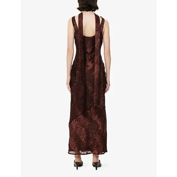 PRETTY LAVISH Ainsley Cowl-neck Woven Maxi Dress